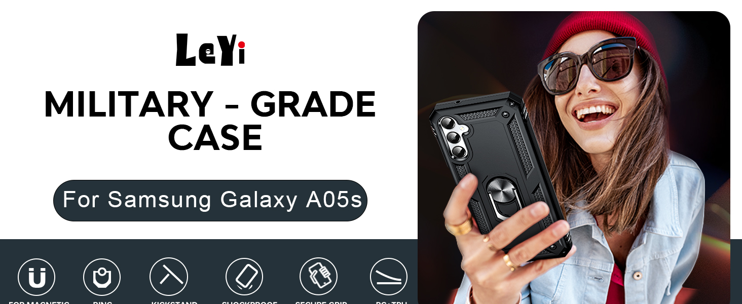 LeYi for Samsung Galaxy A05S Case with 2 Tempered Glass Screen Protector and 2 Camera Lens ...