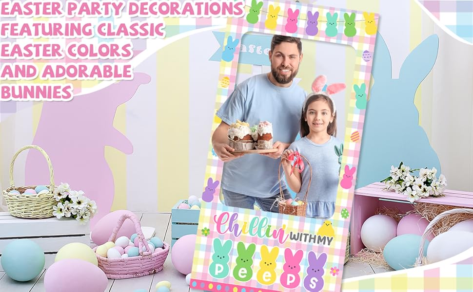 Amazon.com: Easter Photo Booth Props Happy Easter Party Decorations ...
