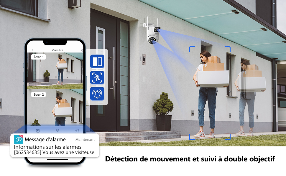 3K 4MP Caméra Surveillance WiFi Extérieure avec Double Objectif,BEENOCAM 2,4/5Ghz 360° PTZ ...