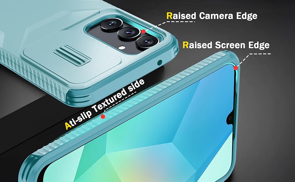 Amazon.com: LATVIN for Samsung Galaxy A16 5G Case with 1 Screen Protector, Built-in Slide Camera ...