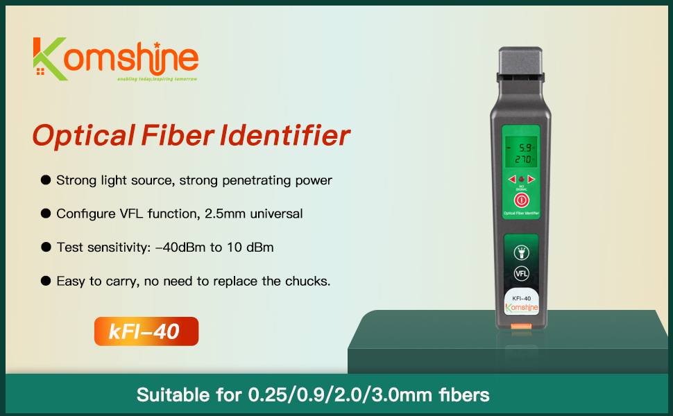 KOMSHINE Detector de fibra óptica identificador vivo KFI-40 adecuado para cable de 0.25/0.9/2.0 ...