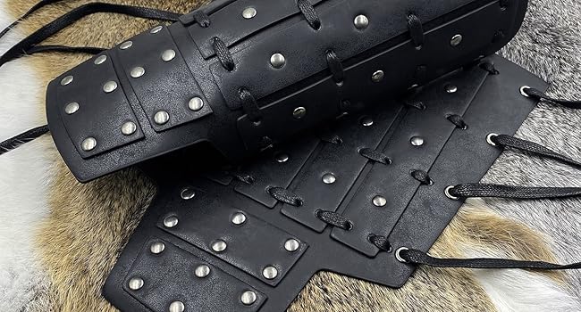 Amazon.com: Viking Leather Bracers Medieval Leather Bracers for Men ...
