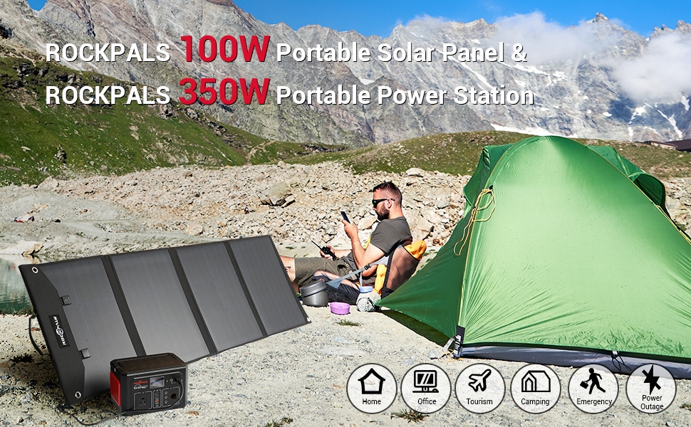 Amazon.com: ROCKPALS 350W Portable Power Station and ROCKPALS Foldable 100W Solar Panel Charger ...