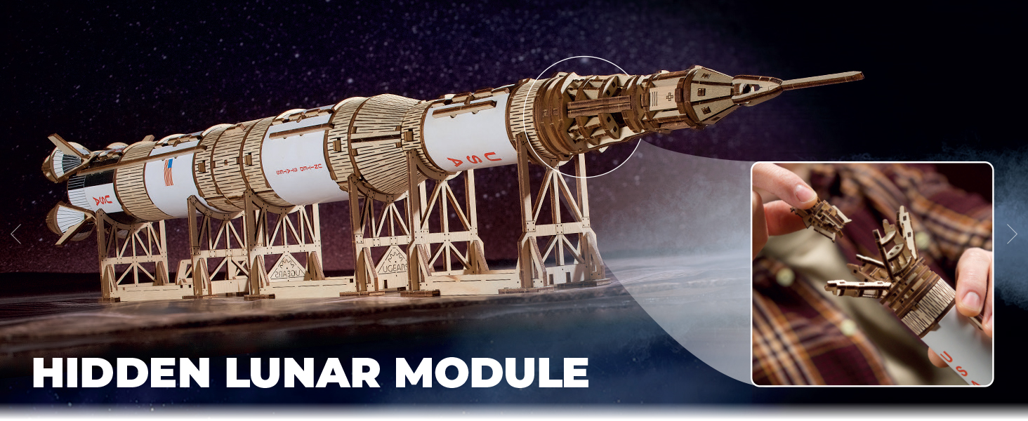 Amazon.com: UGEARS NASA Saturn V Model Rocket Kit - Space Ship Model Kits for Adults - 3D Wooden ...
