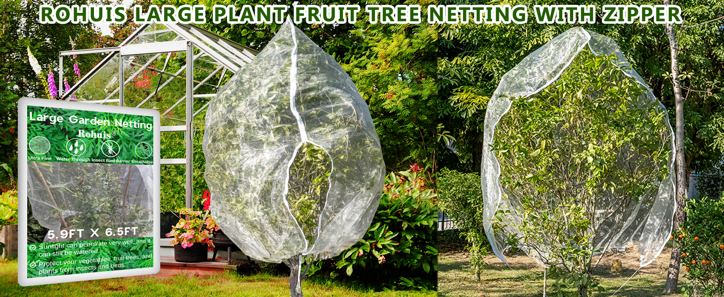 Amazon.com : Rohuis Large Fruit Tree Bird Netting, 5.9 Ft x 6.5 Ft Garden Mesh Netting with ...