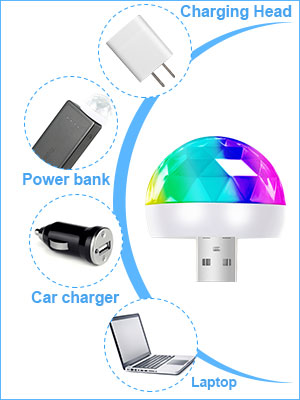 Frienda 8 Pcs USB Mini Disco Light 1.58x1.58 Inch Sound Activated Halloween DJ Disco Ball Stage ...