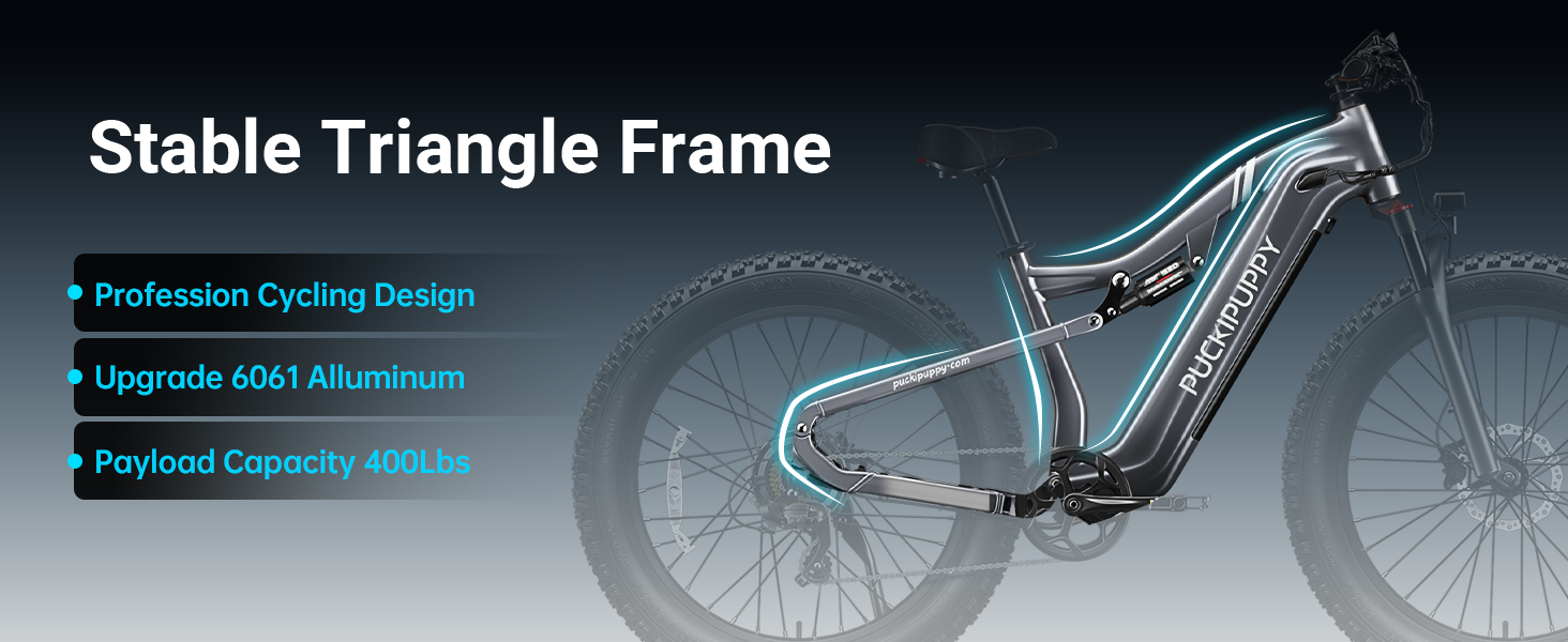 Amazon.com : PUCKIPUPPY Electric Bike for Adults 1350W Peak, 48V 20AH Battery Ebike, 26" Fat ...