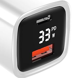 Eaxus® USB A + USB C Ladegerät mit Display - 2 Port 33W USB Netzteil mit Power Delivery / QC4.0 ...