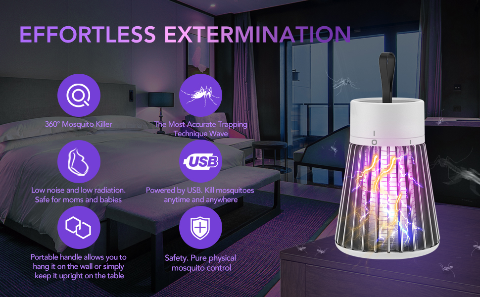 NIDHI CREATION Mosquito Killer Lamp Trap Machine with UV LED Light Electric Shock Bug Zapper for ...