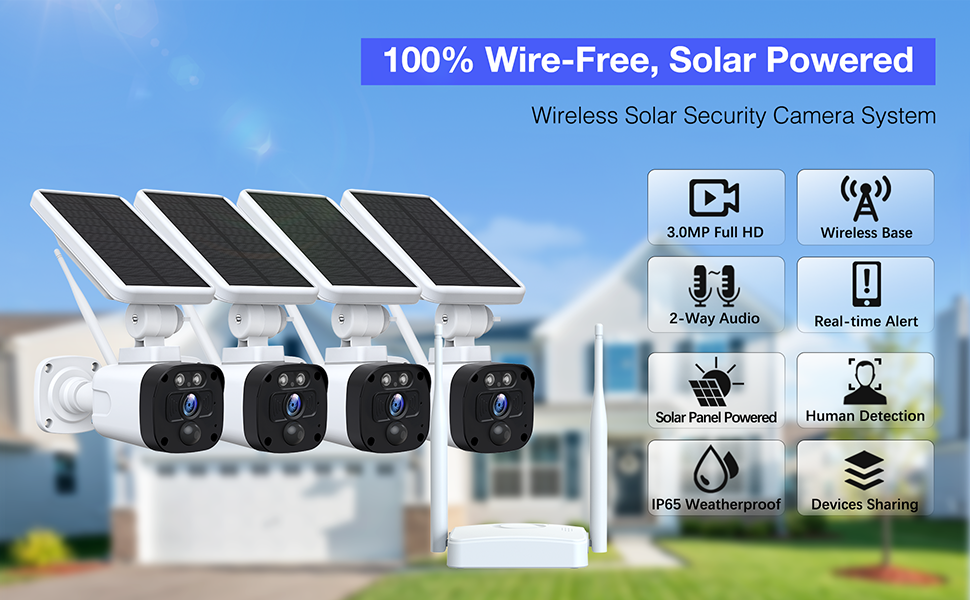 Amazon.com : CAMBLINK 4MP Wireless Solar Security Camera System Outdoor WiFi 2 Pack, Solar ...