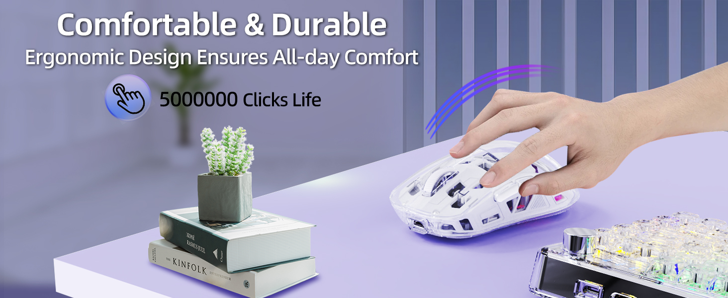 Amazon.com: FREEWOLF A2 Transparent Wireless Gaming Mouse,Dual Mode BT 5.0/2.4G PC Gaming Mice ...