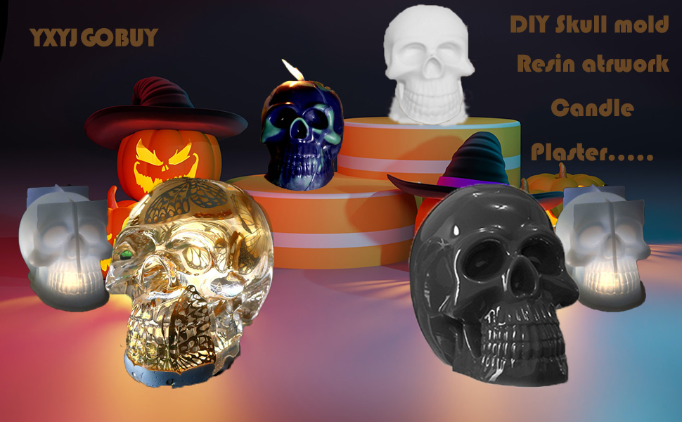 Skull Molds,3 Pieces Large Silicone Skull Resin Molds for Epoxy Resin,Candle,Soap,Plaster,3D ...
