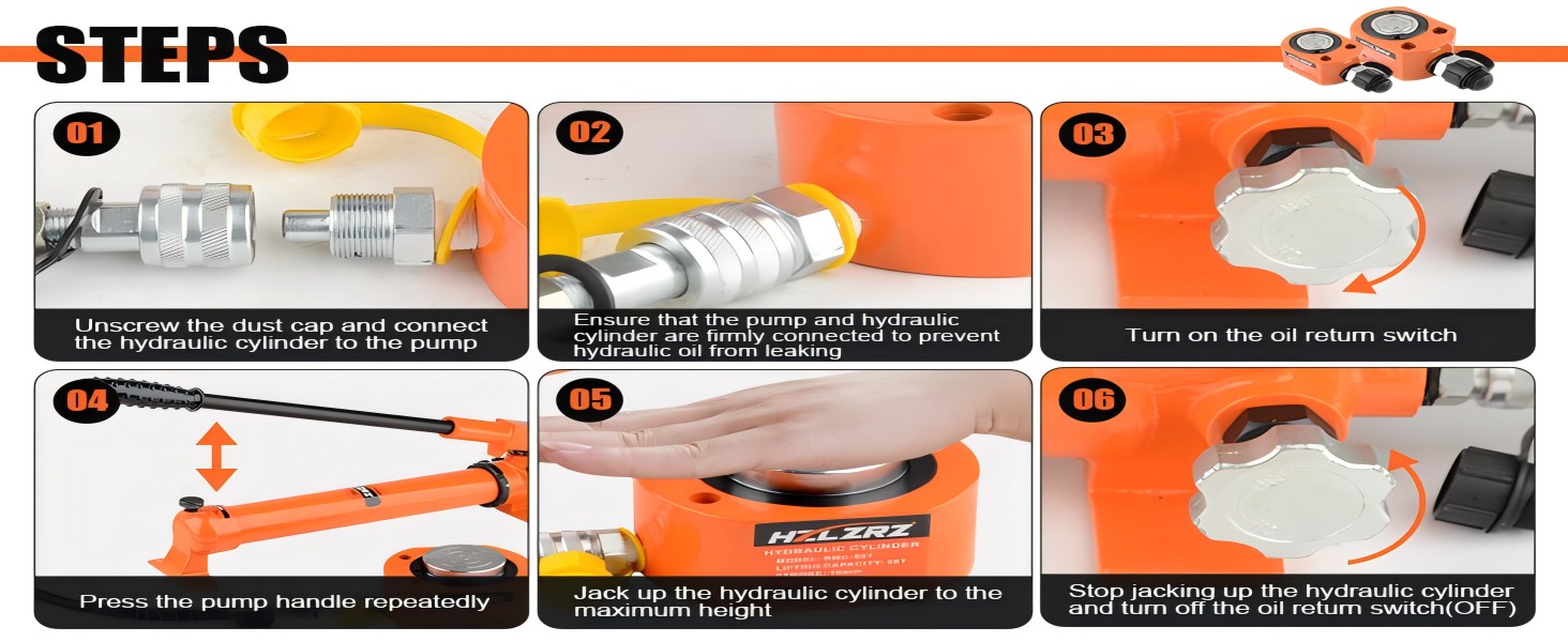 HZLZRZ 10 Ton Hydraulic Cylinder Jack with CP-180 Manual Hand Pump and Porta Power Kit ...