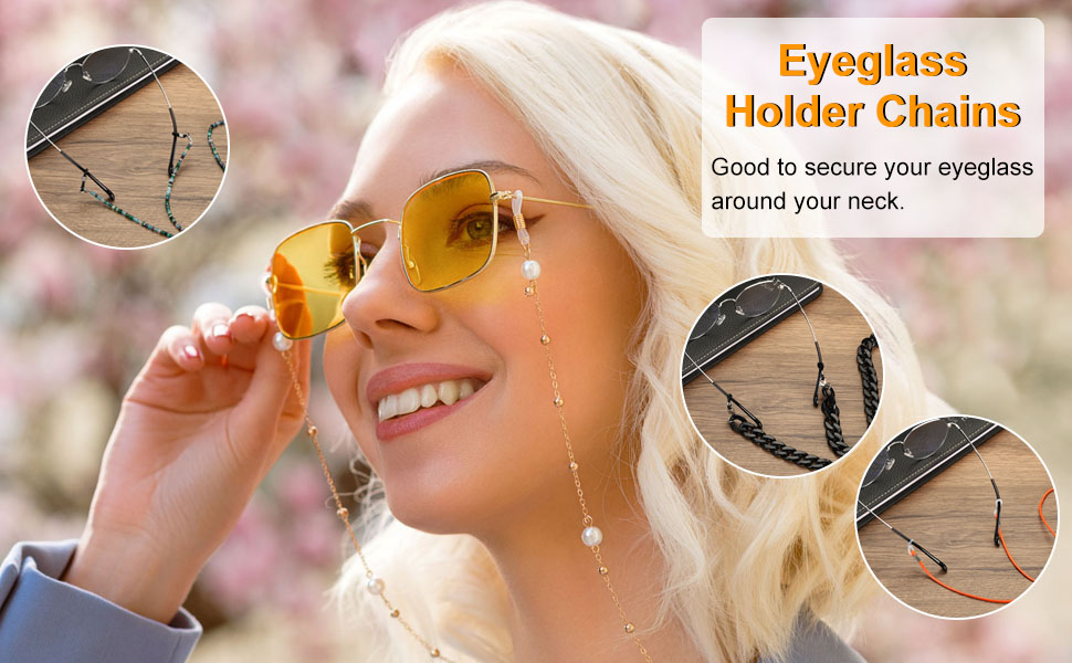 PATIKIL Eyeglass Chains for Women, Stylish Glasses Chain Sunglass Strap Glasses Beaded String ...