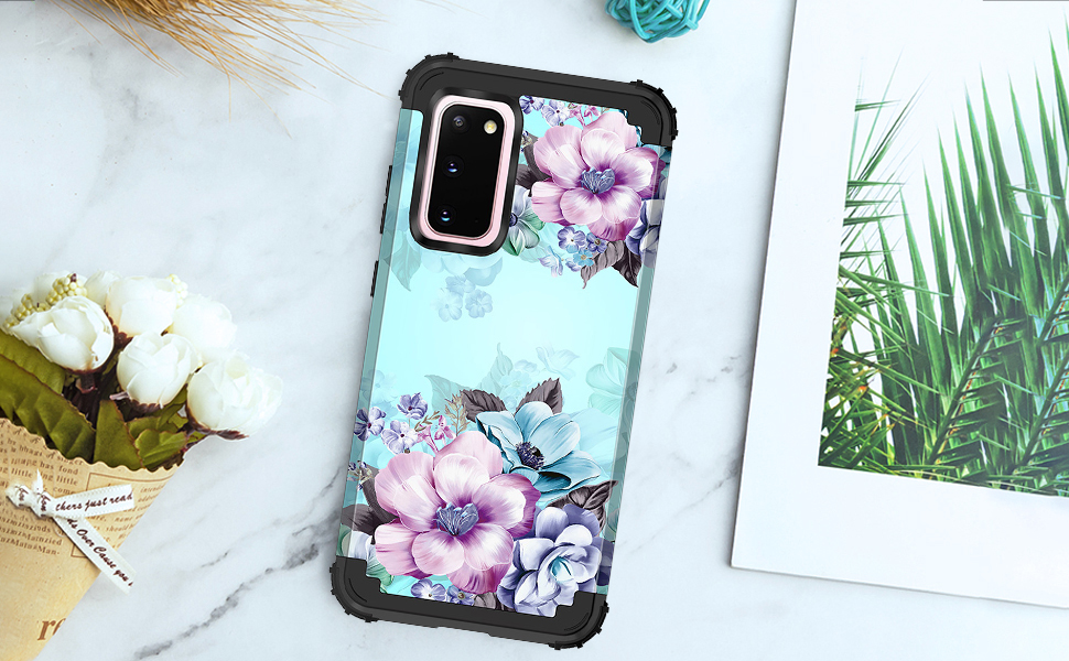 Amazon.com: Casetego Compatible with Galaxy S20 Case,S20 5G Case,Floral Three Layer Heavy Duty ...