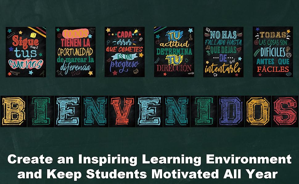 Amazon.com: 17 Spanish Motivational Posters and Welcome Sign for School ...