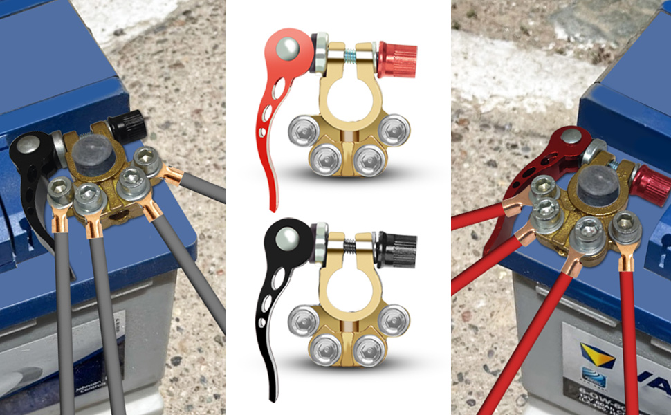 Batterieklemmen NETONDA 2 Stk. Batterie Polklemmen Autobatterie 12V Schnellverschluss ...