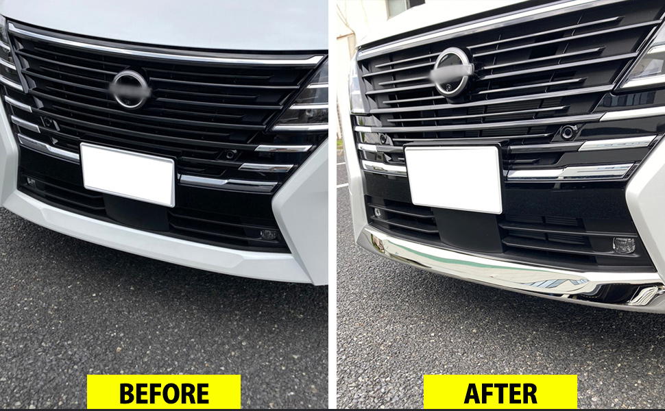 Amazon | BM セレナ C28 フロントリップカバー ガーニッシュ メッキ ステンレス製 鏡面仕上げ カスタム パーツ 外装 モール | フロントバンパープロテクター | 車＆バイク