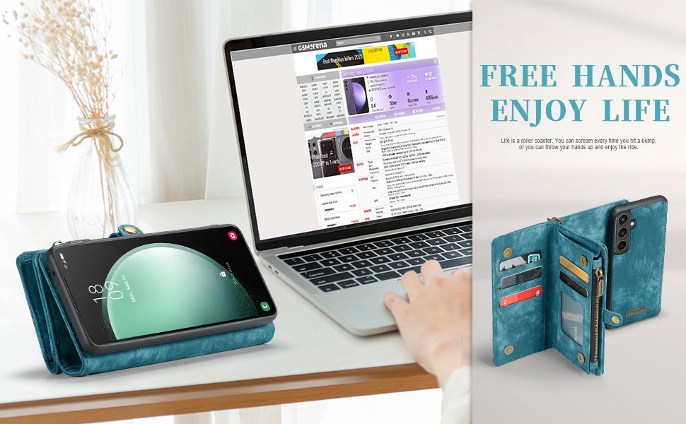 Kowauri Wallet Case for Samsung Galaxy S23 FE 5G, Zipper Purse Folio Leather Wallet with Card ...