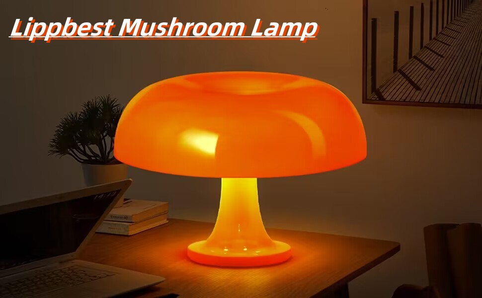 Lippbest Mushroom Lamp, Orange Mushroom Table Lamp,Mushroom Lamp for Room Aesthetic Modern ...