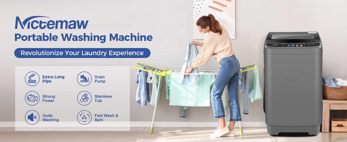 Amazon.com: Nictemaw Portable Washing Machine 17.8Lbs Large Capacity 2.4 Cu.ft Portable Washer ...