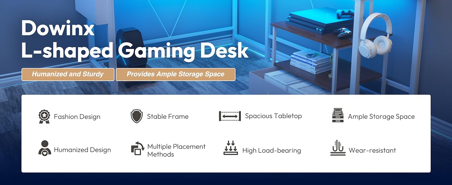 Amazon.com: Dowinx L Shaped Desk with Pegboard and Removable Filing Cabinet, Reversible 67 ...