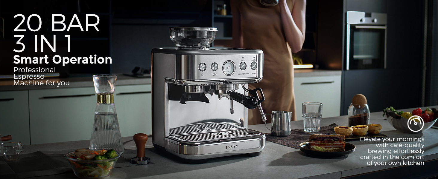 Amazon.com: Jassy JASSY Espresso Coffee Machine 20 Bar Cappuccino Maker High Pressure Pump with ...