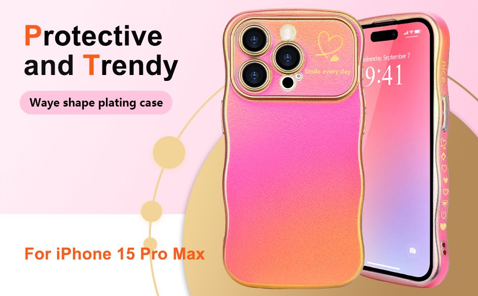 Amazon.com: LCHULLE for iPhone 15 Pro Max Case for Women Girls, Cute Colorful Wave Frame Curly ...