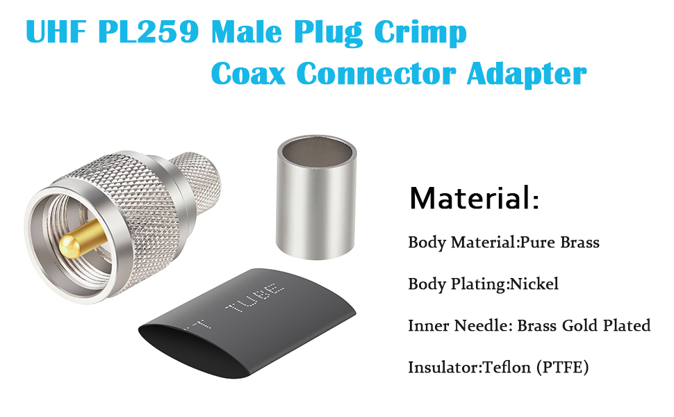 Amazon.com: MOOKEERF PL259 Male Crimp Coax Connector,SO239 UHF PL-259 Crimp Coax Connector for ...