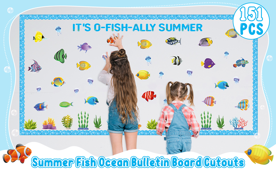 Amazon.com: AsodSway 151Pcs Summer Fish Ocean Bulletin Board Cutouts ...