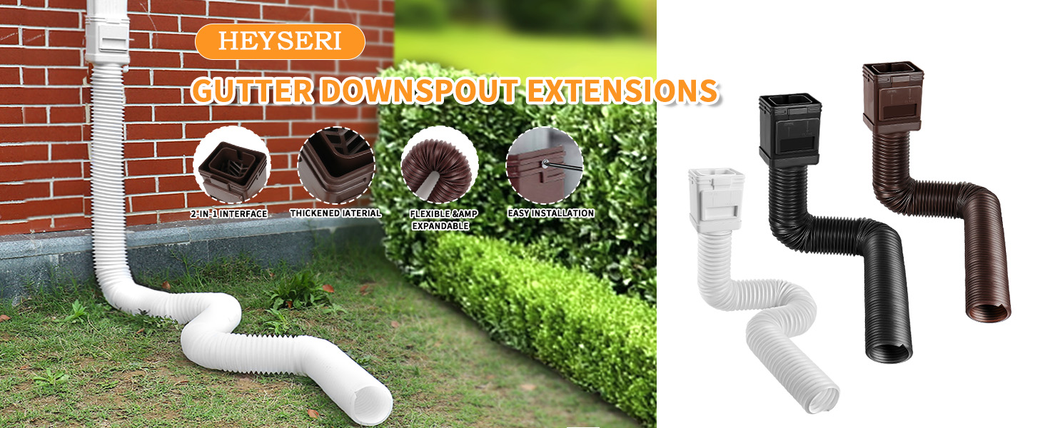 2 PCS Rain Gutter Downspout Extensions Flexible, Thickened Downspout ...