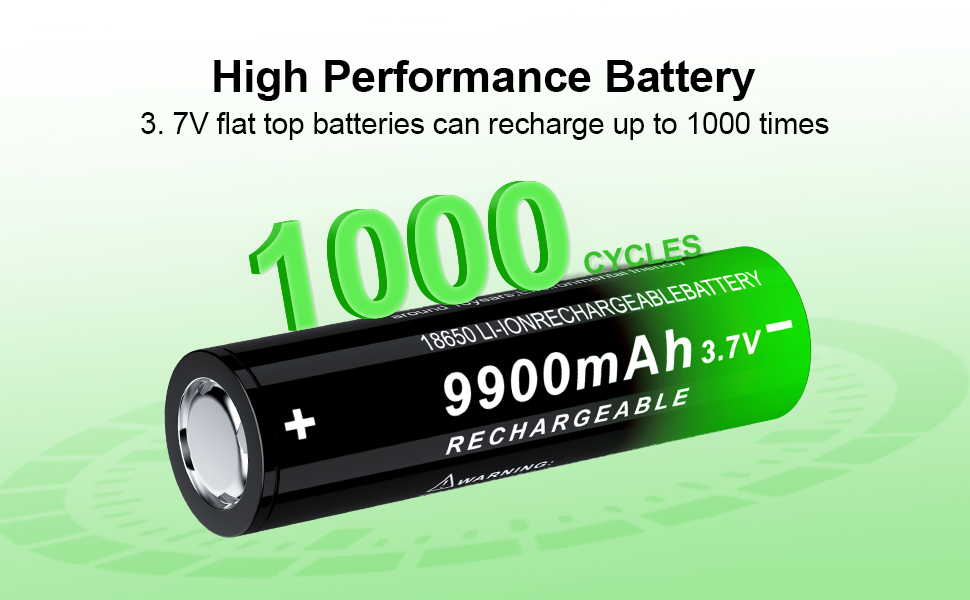 Amazon.com: PAOWANG 18650 Rechargeable Battery 3.7Volt Flat Top 9900mAh High Capacity for ...