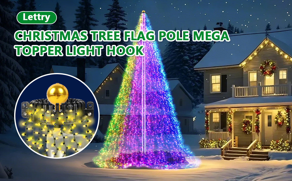 Amazon.com : Christmas Tree Flag Pole Mega Topper Light Hook, Flag Pole Christmas Tree Light Kit ...