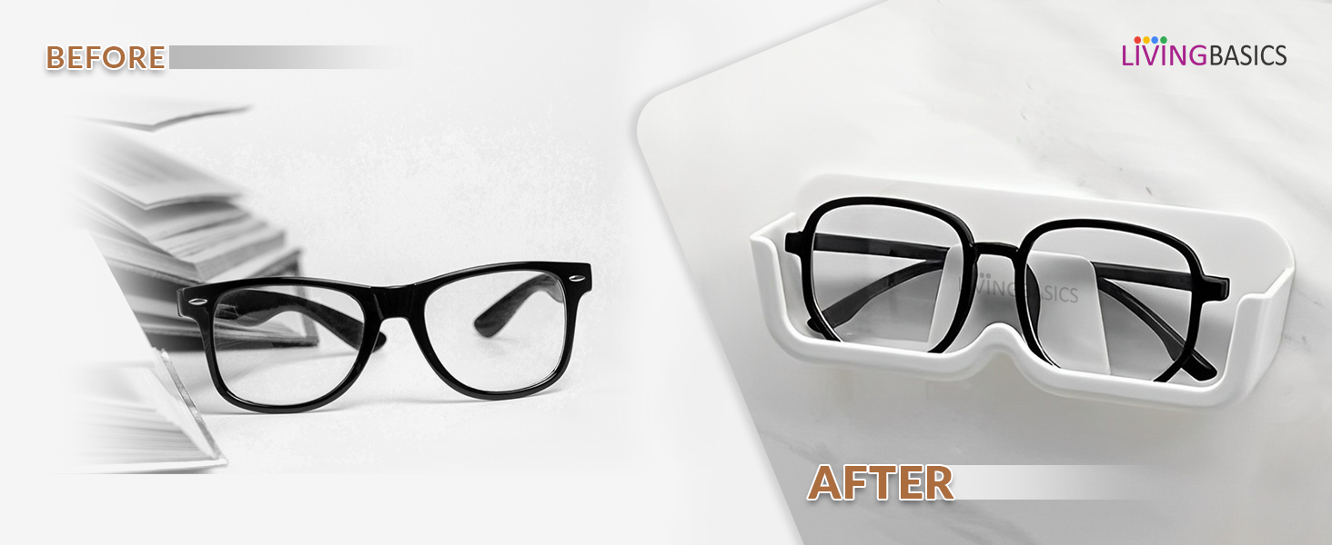 LIVINGBASICS 2 Pieces Specs Holder Wall Mounted/Sunglasses Display Case with Adhesive Sticker ...