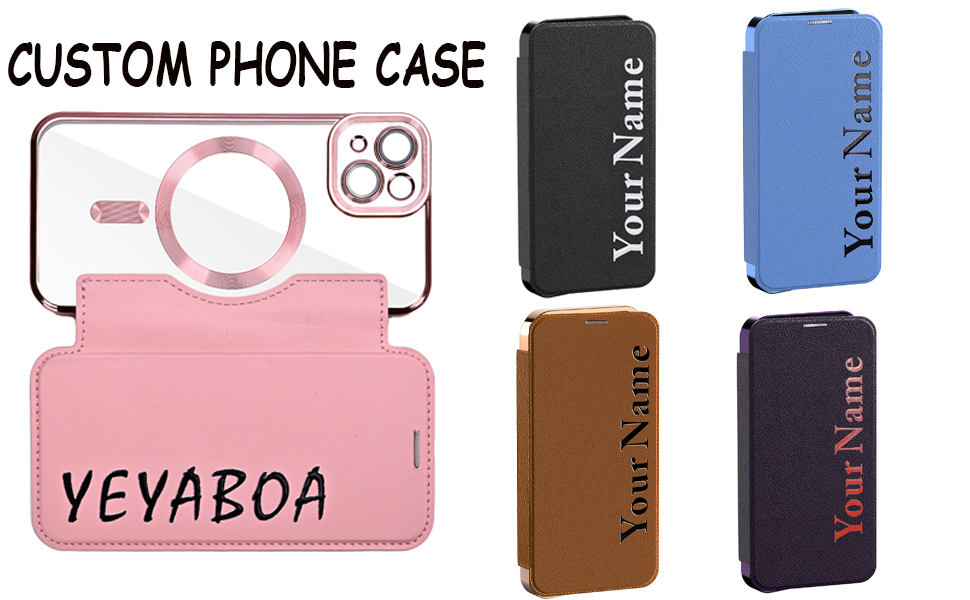 Amazon.com: Custom PU Leather Phone Case with Your Photo Name- Card Holders,Wireless Charging ...