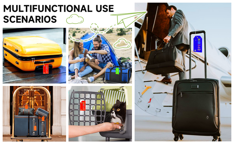 Amazon.com | CPCOIN Suitcase Tags 2 Pack Durable Silicone Quickly Spot Luggage Labels with DIY ...