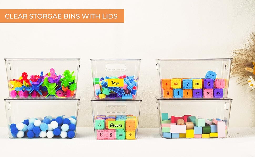 Amazon.com - 6 Pack Clear Stackable Storage Bins, Plastic Toy ...