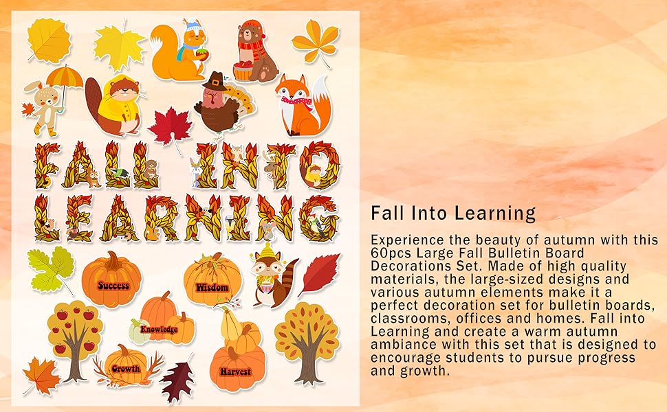 Amazon.com: 60pcs Large Fall Bulletin Board Decorations Set Autumn ...