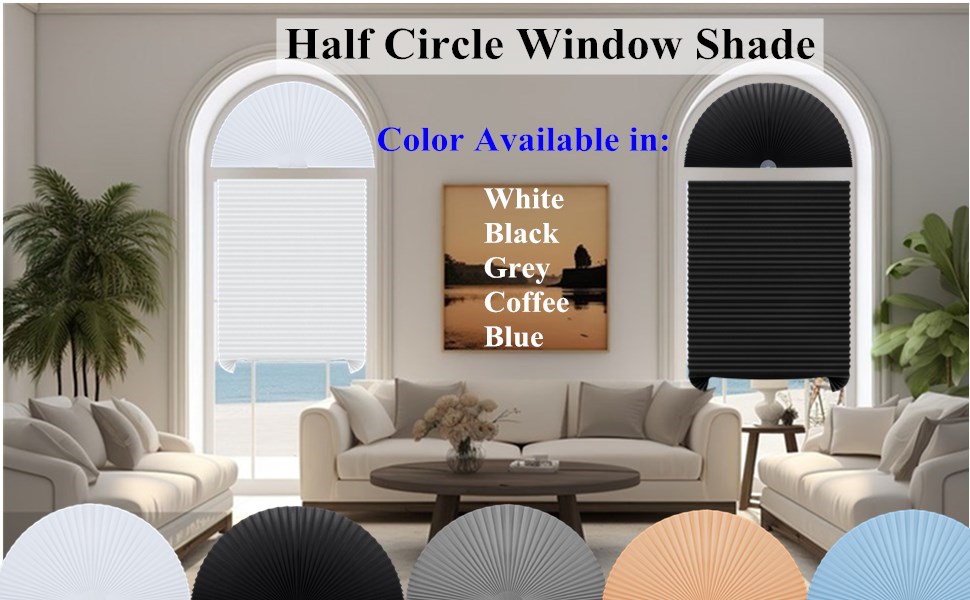 Amazon.com: Arch Window Shade,Light Filtering Pleated Shade,Half Circle Fabric Blinds Room ...