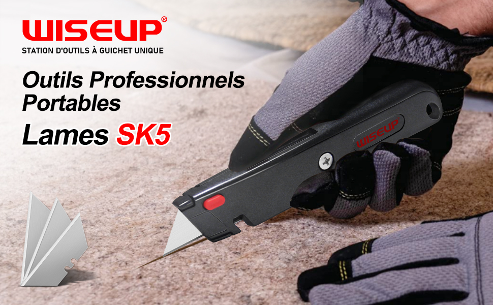 WISEUP Cutter, SK5 Cutter Professionnel, Portable couteau retractable, cutters Avec mécanisme de ...