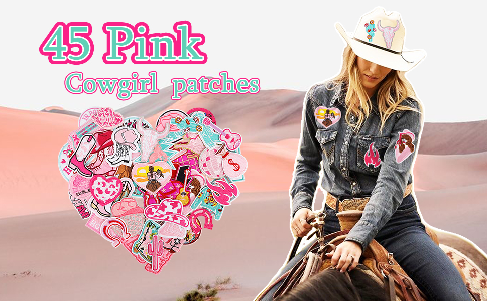 Amazon.com: Western Iron On Patches for Cowgirl Hats: Meneng 45Pcs Pink Trucker Hat Patches DIY ...
