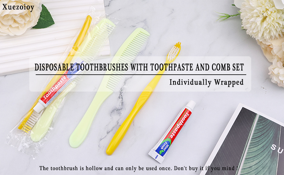 Amazon.com : Xuezoioy 50 Pack Disposable Toothbrushes with Toothpaste ...