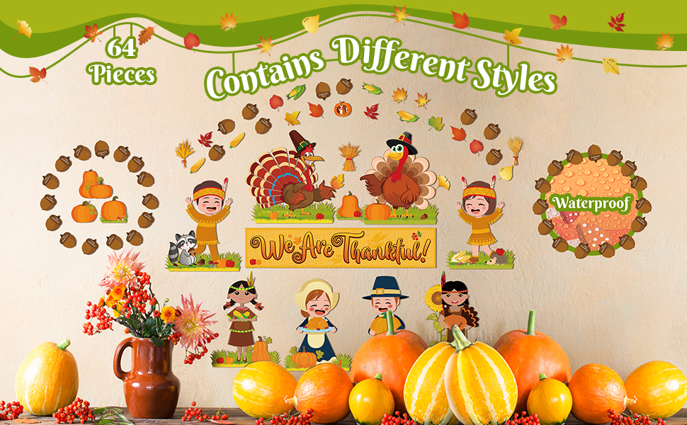 Amazon.com: Chinco 64 Pieces Thanksgiving Fall Autumn Classroom ...
