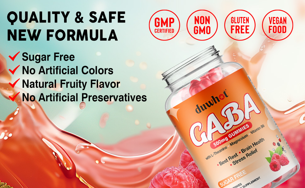 Amazon.com: duwhot GABA Gummies 500mg for Cortisol Balance, Stress Relief Gummies for Adults ...