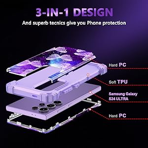 Amazon.com: Casetego Compatible with Galaxy S24 Ultra 5G Case,Three Layer Heavy Duty Sturdy ...