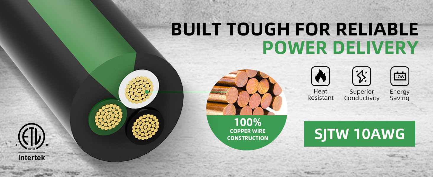 Amazon.com: islewire 25FT 10/3 Outdoor Extension Cord, 10 AWG Ultra Heavy Duty 3-Prong SJTW ...