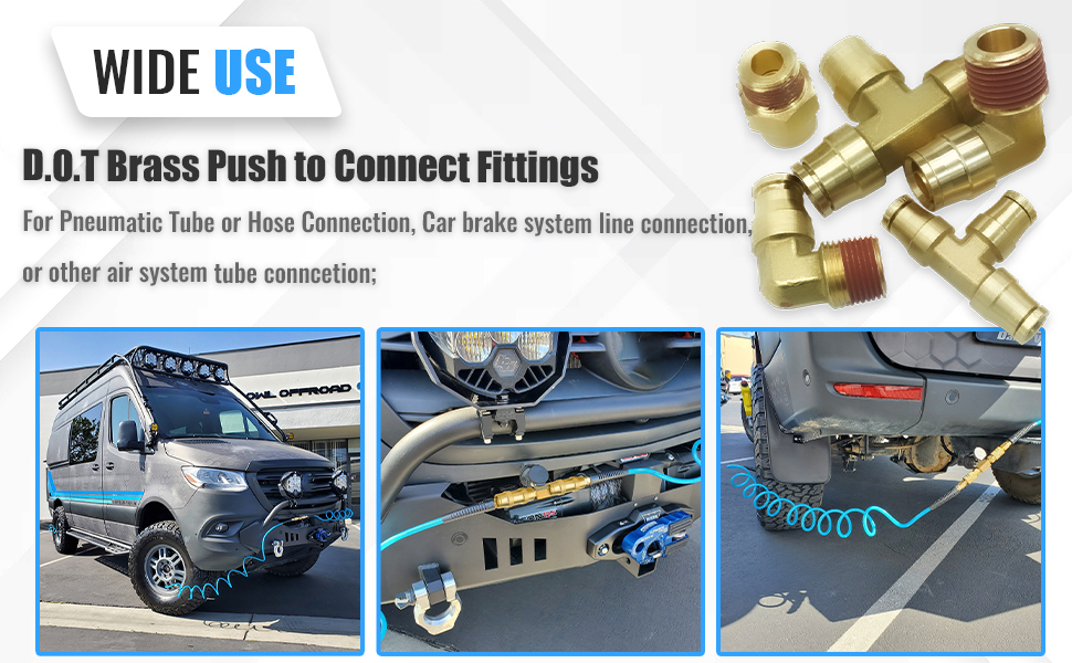 Amazon.com: DOT Air Brake Line Fittings 1/4 3/8 1/2 Brass Air Fitting ...