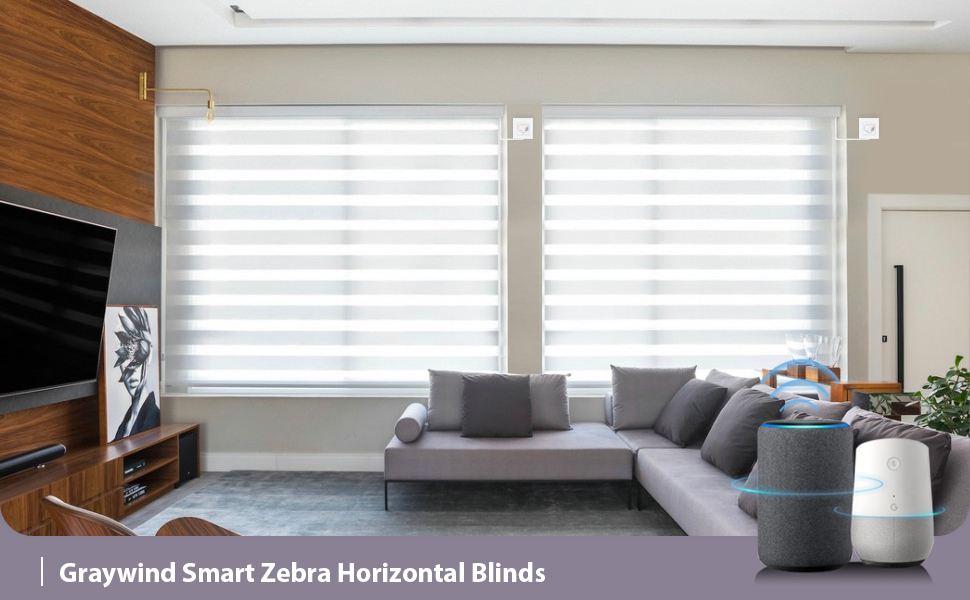 Amazon.com: Graywind Motorized Zebra Blinds Compatible with Alexa Google WiFi Hardwired Smart ...