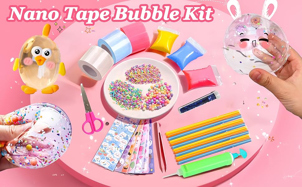 Amazon.com: 3 Pack Nano Tape Bubble Kit for Kids, Squishies Kit Handmade Elastic Bubbles DIY ...