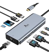 Amazon.com: Laptop Docking Station 4 Monitors, Dual HDMI+8K DP+VGA, 10Gbps, 100W PD, 6 USB C/A ...